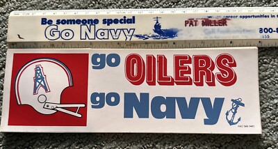 NFL Houston OILERS go OILERS go Navy VNTG 1970's Team Logo Bumper ...
