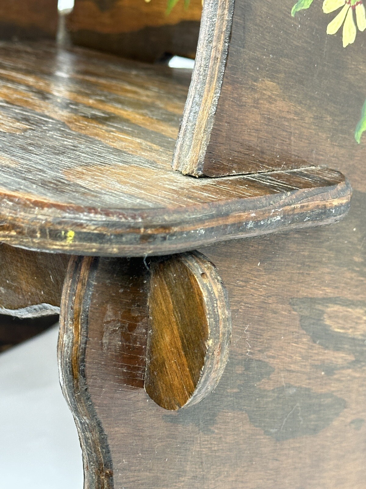 Antique Handcrafted Child’s Wooden Puzzle Rocking Chair Painted Floral ...