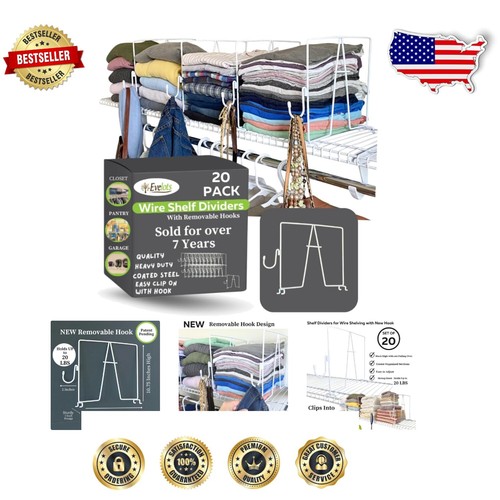 20 Pack of Tall Wire Shelf Dividers with Removable Hooks – Closet ...