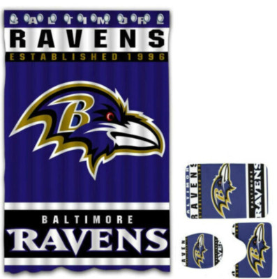 Baltimore Ravens Team Sport Shower Curtain Non-Slip Toilet Lid Cover ...