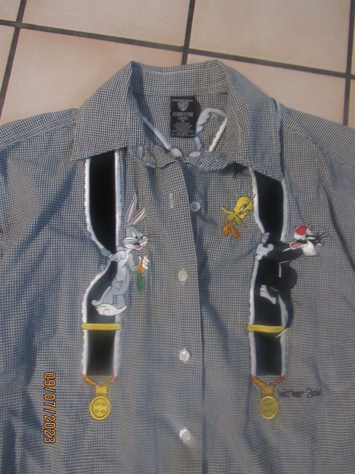 Warner Bros STUDIO STORE LADIES Checker plaid Button… - Gem