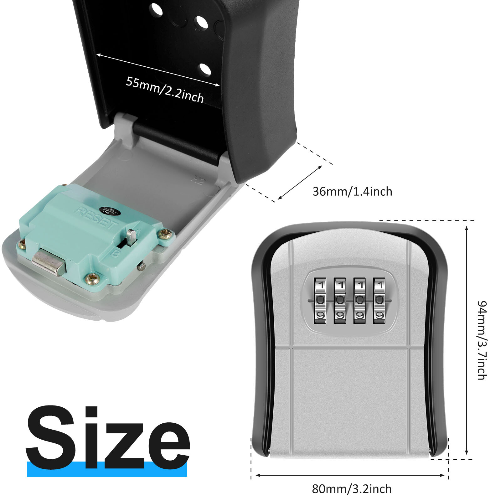 Wall Mounted Combination Lock Key Safe Storage Box Security Home ...