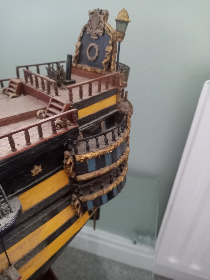 scratch built model ship. Hms Victory. 3 foot long. One foot high ...