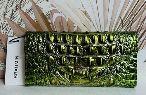 BRAHMIN NWT ~ CACTI GREEN VERONICA WALLET ~ GENUINE LEATHER | eBay