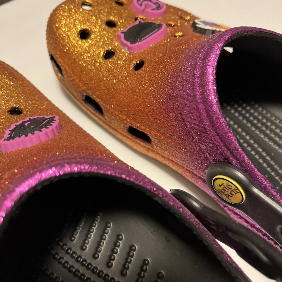 CROCS DISNEY HOCUS POCUS Glitter Classic Halloween Clogs Jibbitz M4 W6 ...
