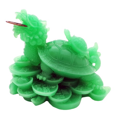 Feng Shui Sculpture Green Dragon Tortoise Statue For Good Fortune and ...