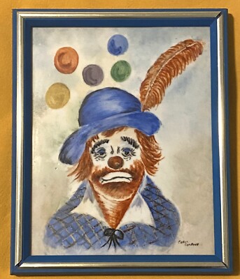 Vintage Carol Sansone Hand Painted Porcelain Clown 11.1/8 x 9.1/8 x 1.1 ...