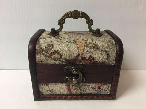 World Maps Wooden Small Storage Box Chest Handle Latch and Hinges ...
