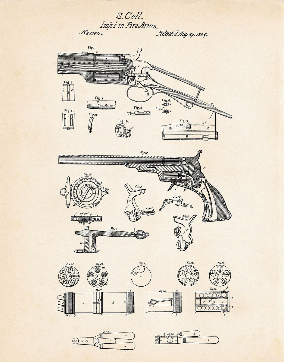 Revolver Drawing With Label