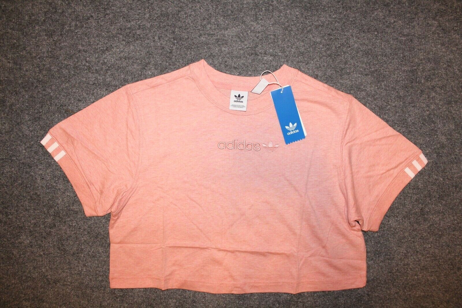 NEW WOMEN'S ADIDAS ORIGINALS COEEZE CROPPED TREFOIL TEE ~ SIZE LARGE ...