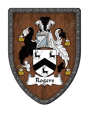 Rogers Family Crest Custom Coat of Arms , Hanging Wall Shield SH503P-DG ...
