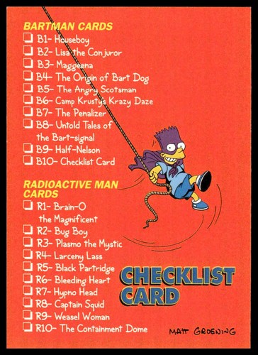 1994 SkyBox The Simpsons #B10 Checklist Insert Card | eBay