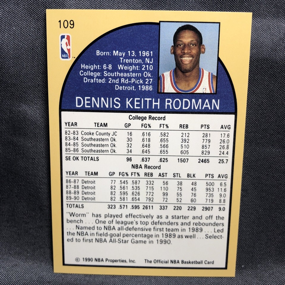 1990 NBA Hoops Dennis Rodman Defensive Player Of The Year Detroit ...