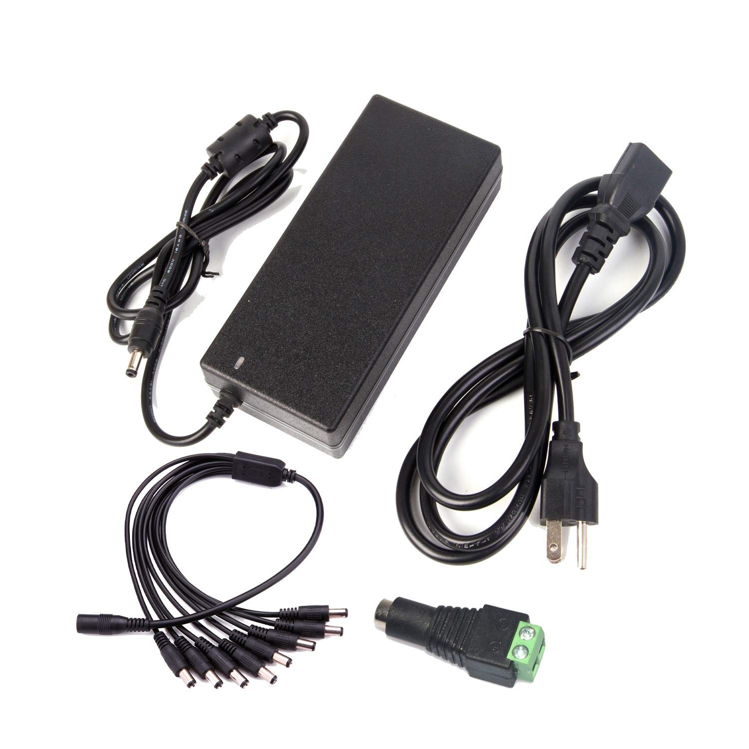 12V 10A 120W DC Power Supply with a 8 Way CCTV Power Splitter Cable for ...