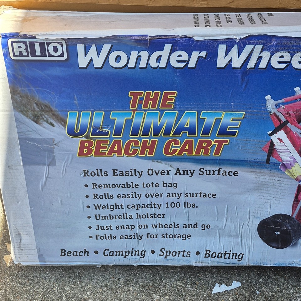 Rio Wonder Wheeler Deluxe Folding Beach Utility Lawn Cart Red NOS NEW ...