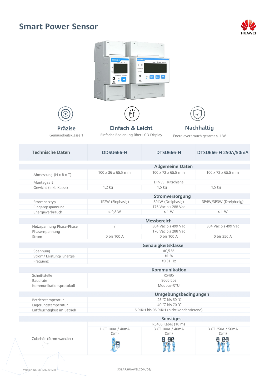 Huawei DTSU666 H 3 Phasen Smart Power Energy Meter mit 3x 100A CT ...