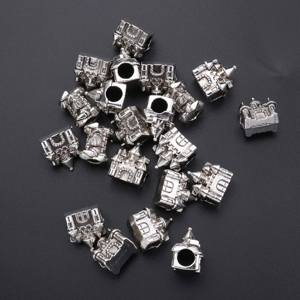 50pcs Jewelry Beads Castle Beads Accessory Big Hole Bead Alloy Beads ...