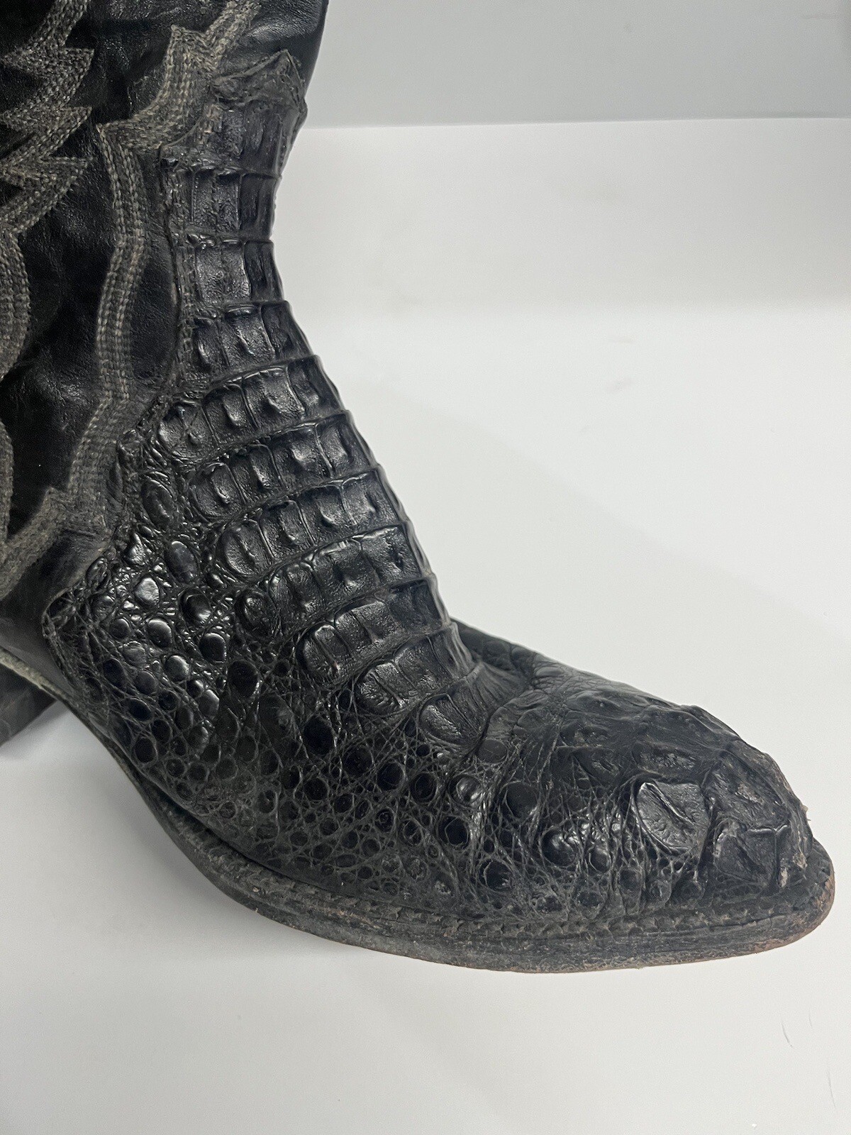 Lucchese 2000 Black Cherry Hornback Caiman Alligator Cowboy Western ...