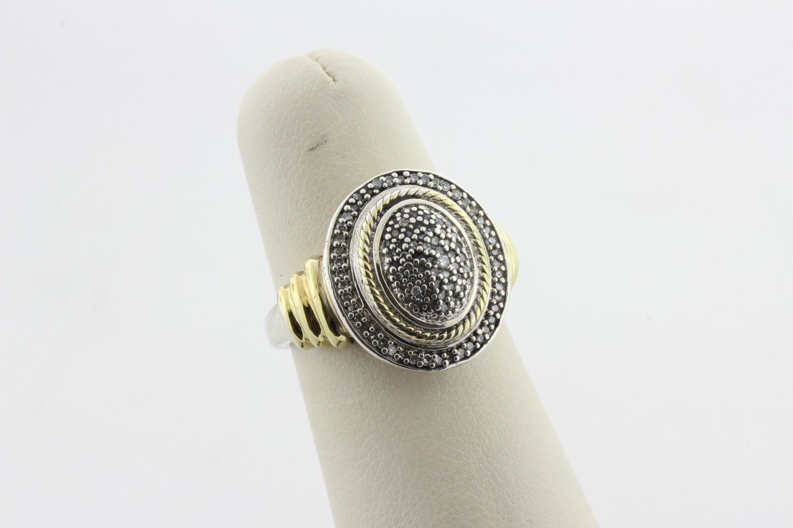 JWBR Sterling Silver 925 Pave 0.25 TCW Diamond Cluster Gold Wash Ring ...