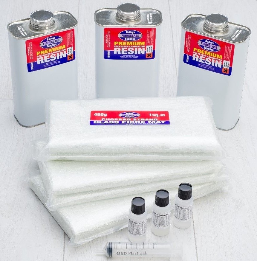 Premium Fibreglass Repair Kit GRP Resin & Matting 1sq.m - 5sq.m Lloyds ...