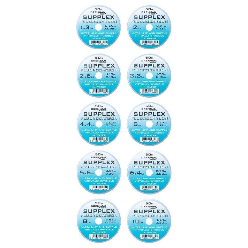 2025 STOCK Drennan Supplex Flurocarbon 50m All Size Line Coarse Match ...