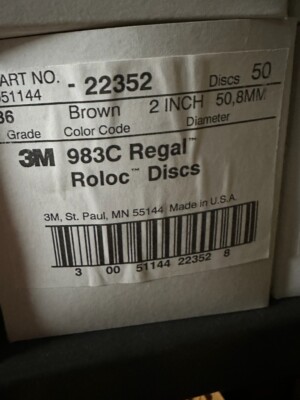 NEW 3M 22352 36 GRADE 2" DIAMETER BROWN 983C ROLOC DISCS 50/BX Great ...