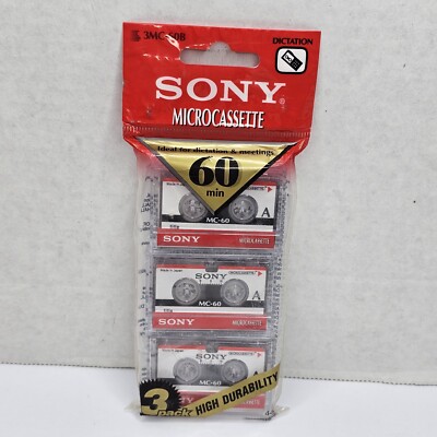 Sony Blank Audio MICROCASSETTE TAPES MC-60 60 Minutes 3 Pack NEW SEALED ...