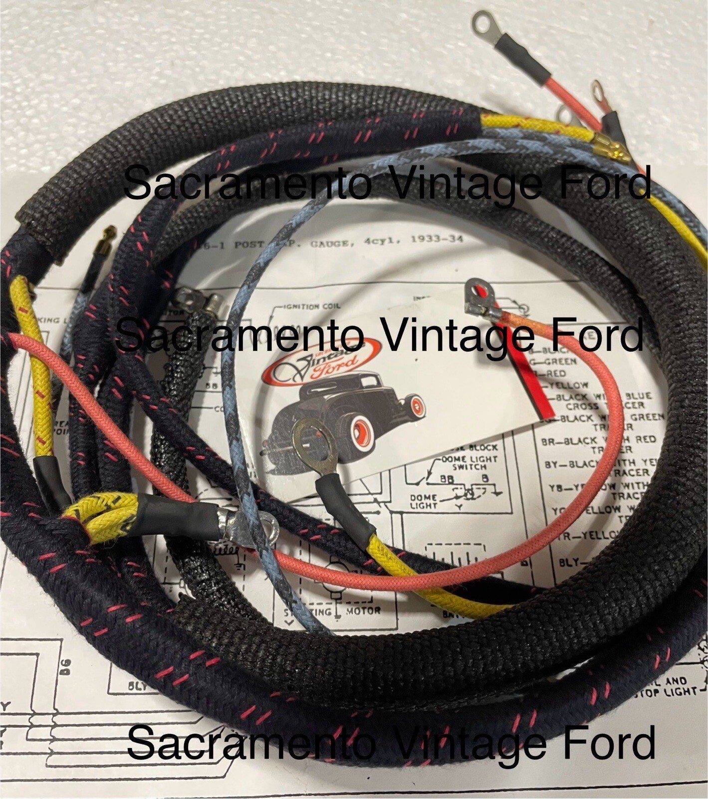 1933 1934 Ford Dash Cowl Wiring Harness Wire For Loop Style Amp Gauge ...