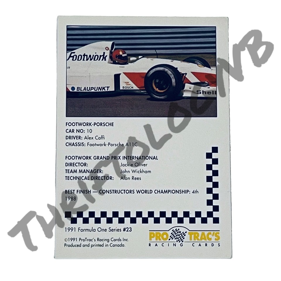 1991 ProTrac's Formula One #23 Footwork A11C Alex Caffi Racing Card | eBay