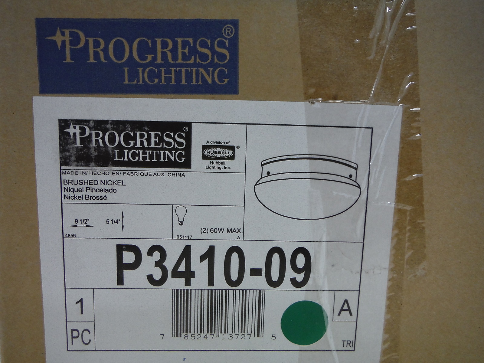 Progress Lighting Ceiling Fixture Brushed Nickel P3410-09 | eBay