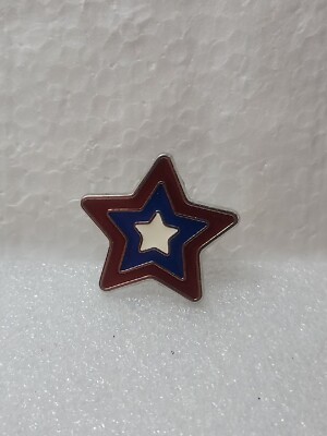 Red White and Blue Star Patriotic Enamel Lapel Pin Single Post Clutch ...