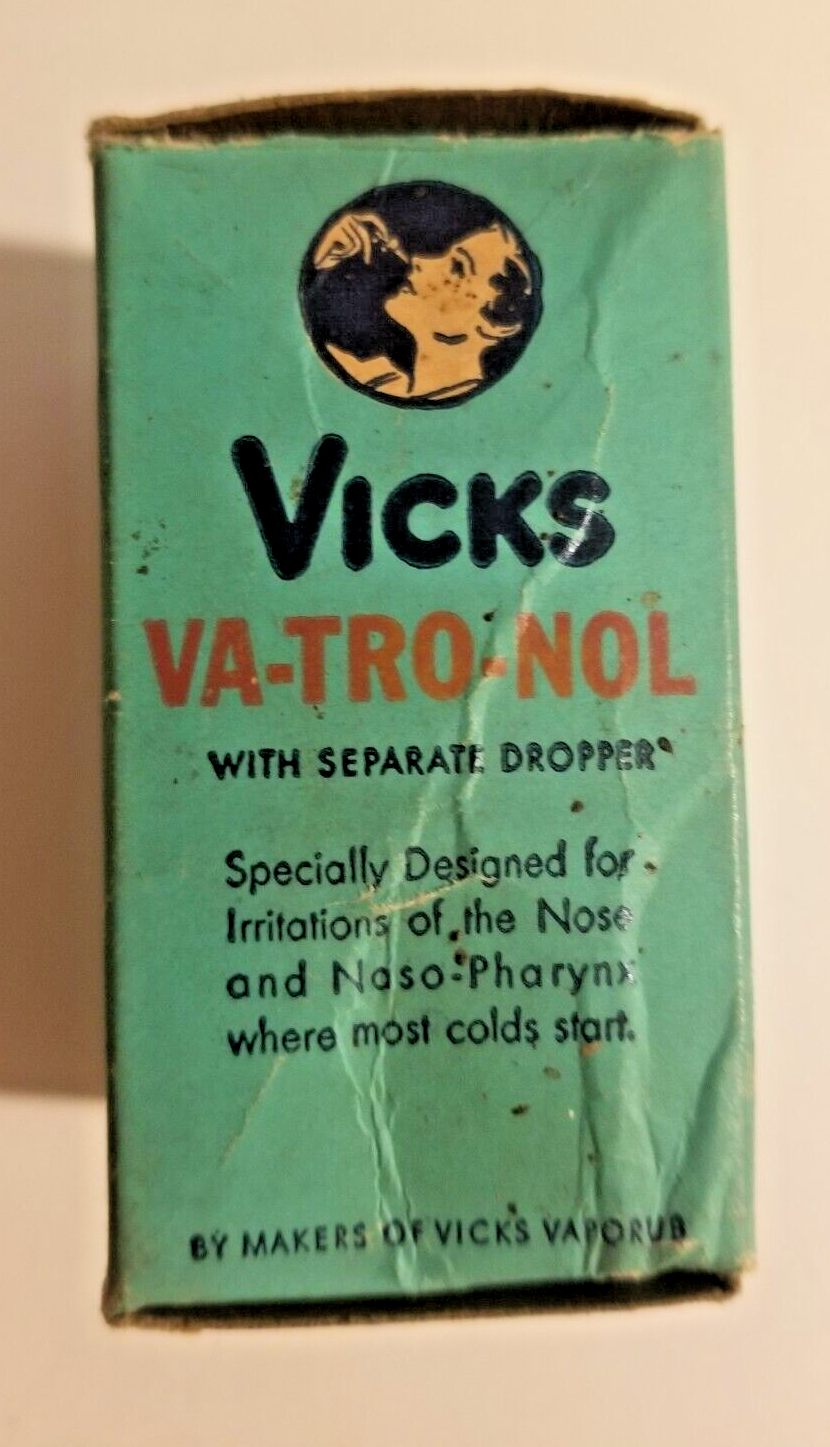 Vintage Medicine Box Bottle Dropper Vicks Va-Tro-Nol Medical Mid ...