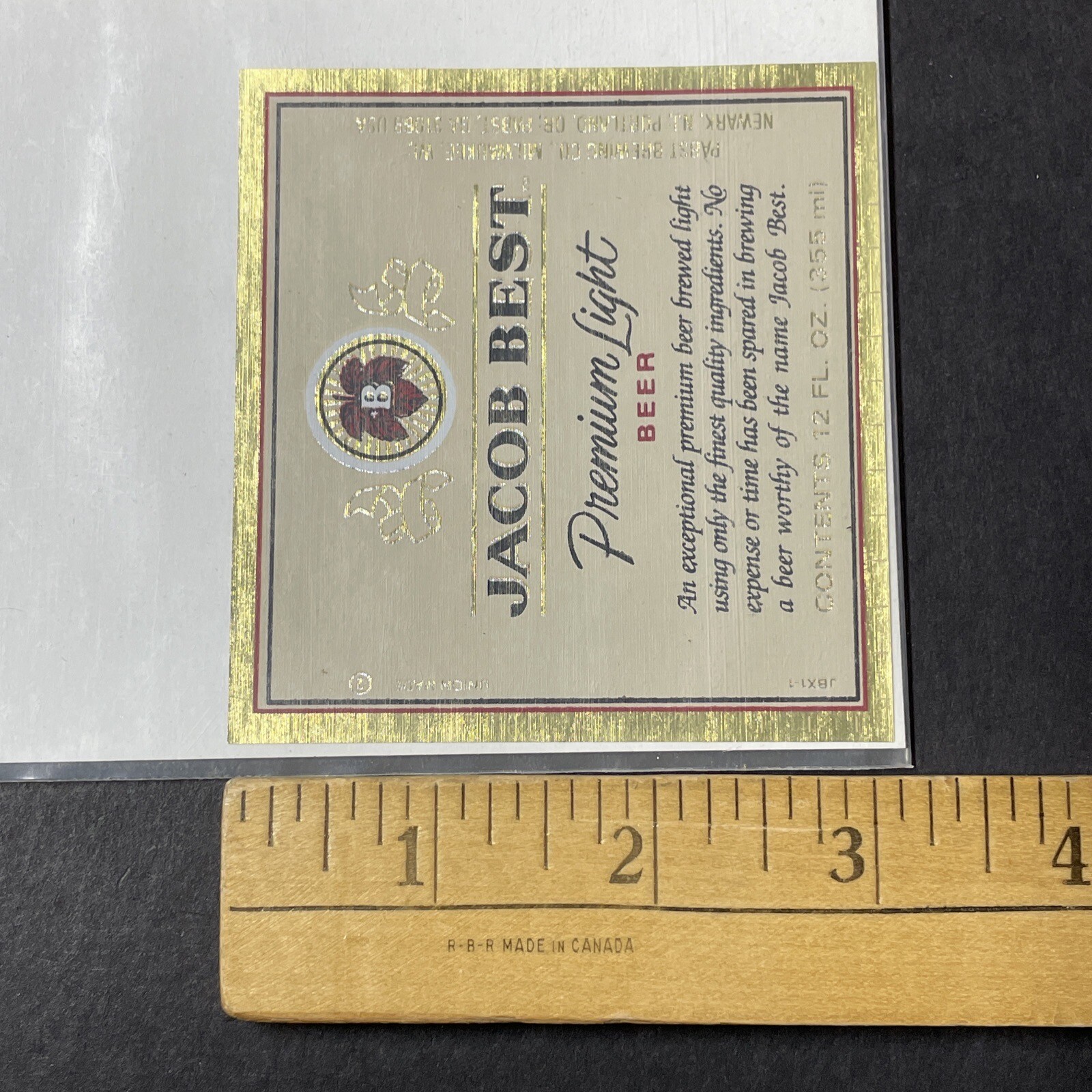 Vintage 1980s Jacob Best Premium Light UNUSED Paper Label Portland OR ...