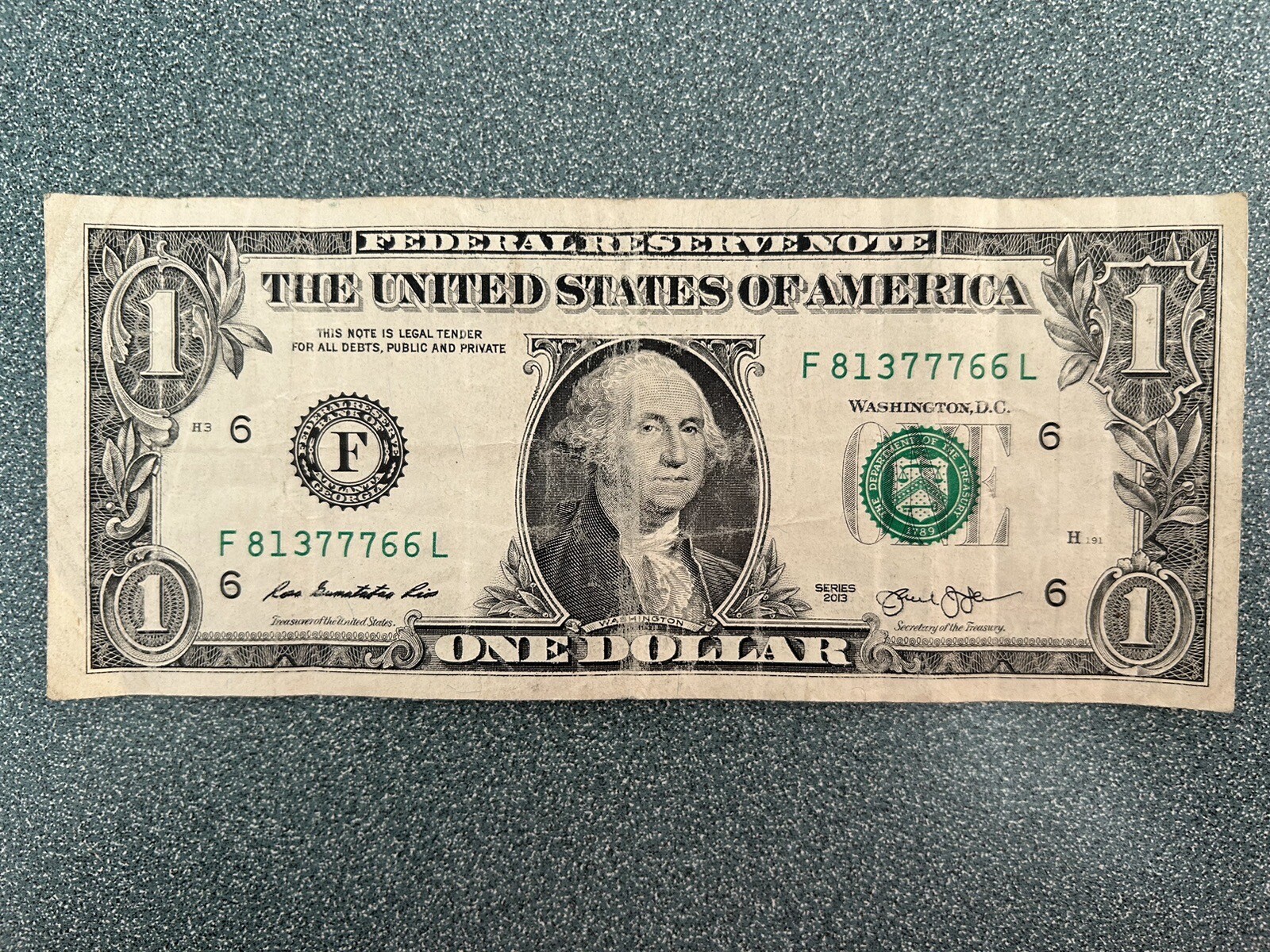 2013 Trinary Note 777 Lucky Serial Number One Dollar $1 Bill F81377766L ...