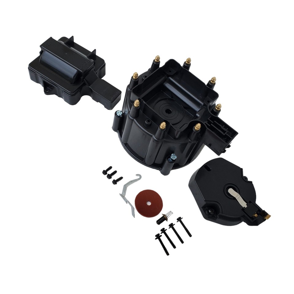 Chevy GM Black HEI Large Distributor Cap Rotor Kit SBC BBC 305 327 350 ...