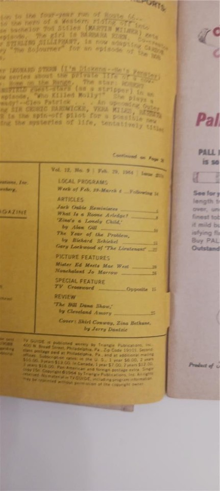 TV GUIDE FEB 29 1964 THE NURSES JACK OAKIE MAE WEST MISTER ED ROONE ...