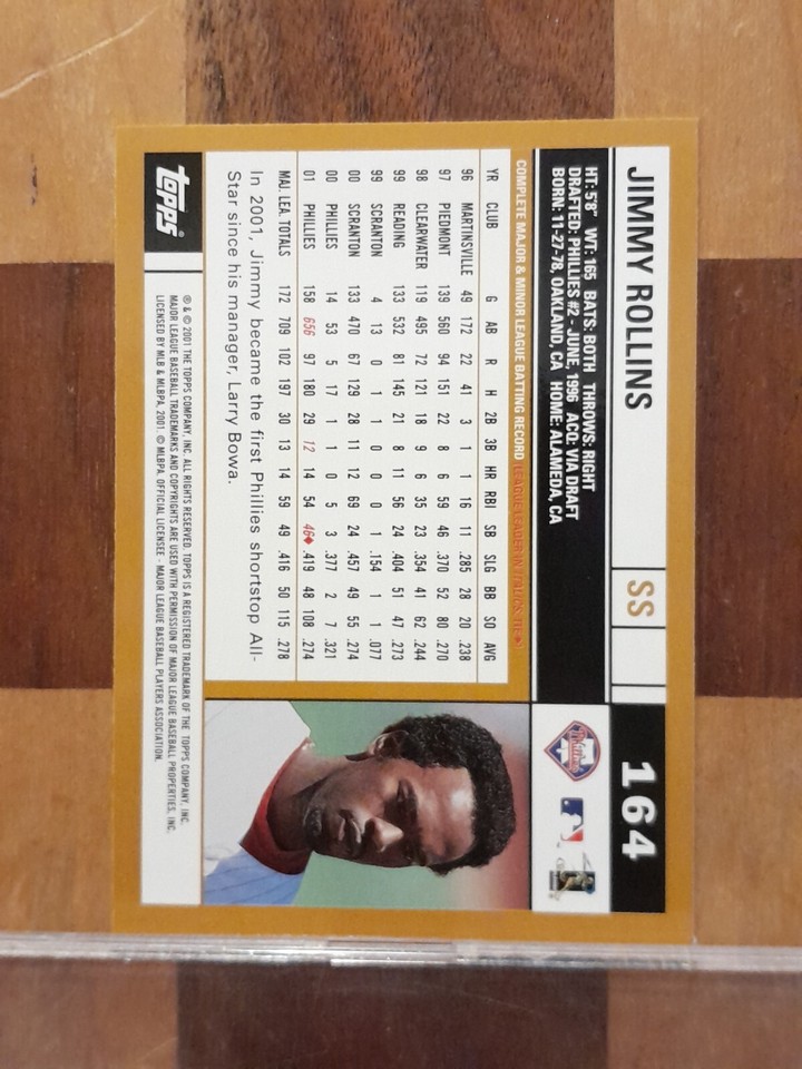 2002 Topps Jimmy Rollins Topps All-Star Rookie No.164 Philadelphia ...