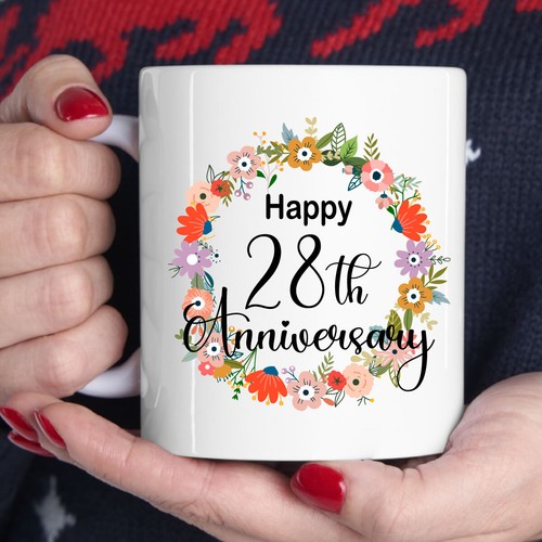 28 Year anniversary gifts for her MUG Coffee 28th happy birthday gif ...