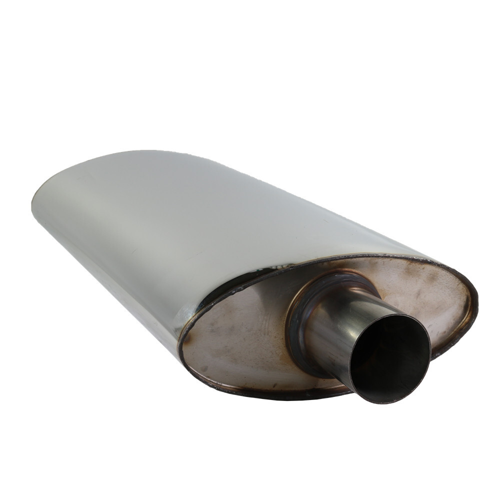 Universal 2.5" 63mm Stainless Oval Exhaust Back Box Silencer Muffler ...