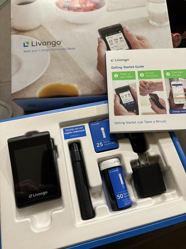Livongo Connected Meter Kit With Test Strips Glucose Solution Booklet ...