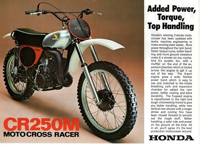 1975 HONDA CR250 M1 Motocross Dirt Bike 2 page Motorcycle Sales ...