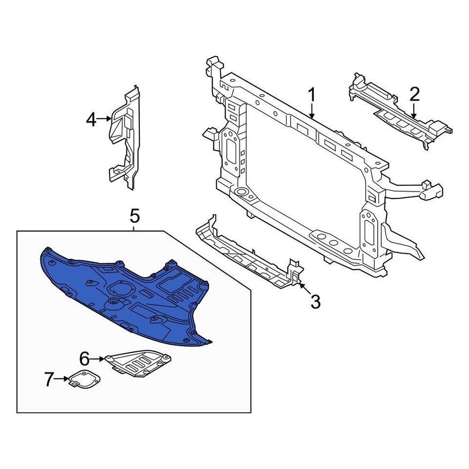 For Hyundai Santa Fe 21-23 Hyundai Front Radiator Support Splash Shield ...