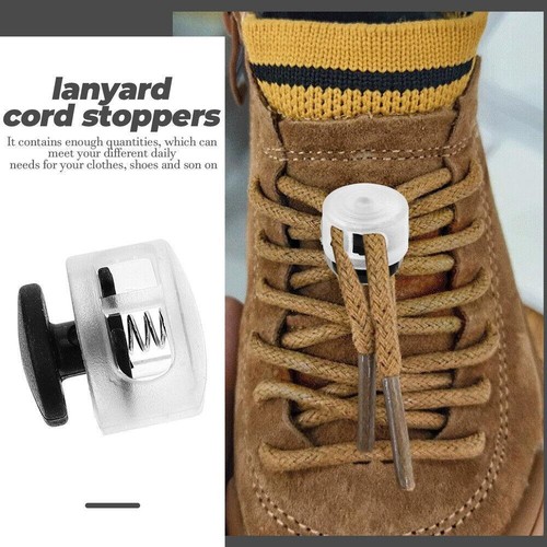 Rope Lock Double Hole Spring Buckle Rope Clamp Press Button Shoelace ...