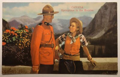 RCMP Mountie and Woman uniformed Canada Springtime in the Rockies ...