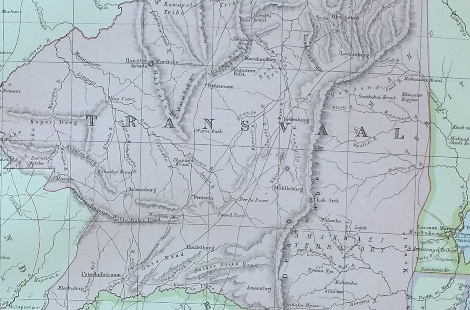 1882 ANTIQUE MAP SOUTH AFRICA ZULULAND CAPE COLONY CAPE TOWN COLESBERG ...
