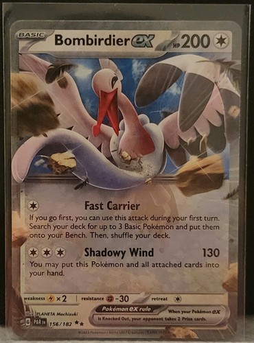 Pokemon TCG Card Bombirdier EX 156/182 S&V Paradox Rift Black Star ...
