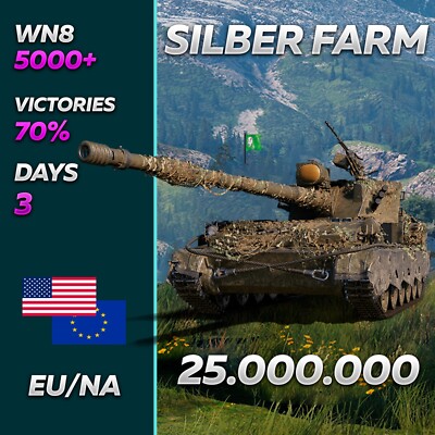 WORLD OF TANKS / Credits Farming / 25.000.000 +150k exp /WN8 5000 Win ...
