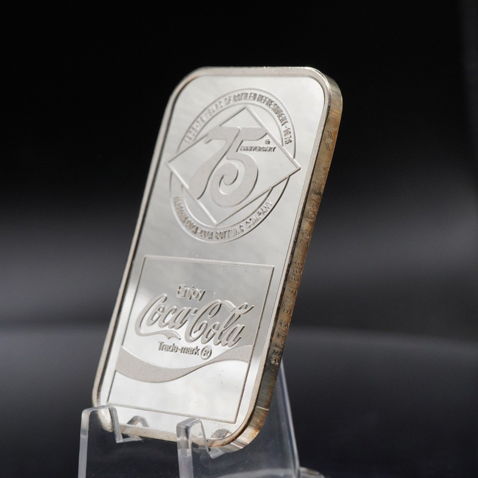 1978 Coca-Cola GADSDEN ALABAMA 75th Anniversary 1oz 999 FINE Silver bar ...
