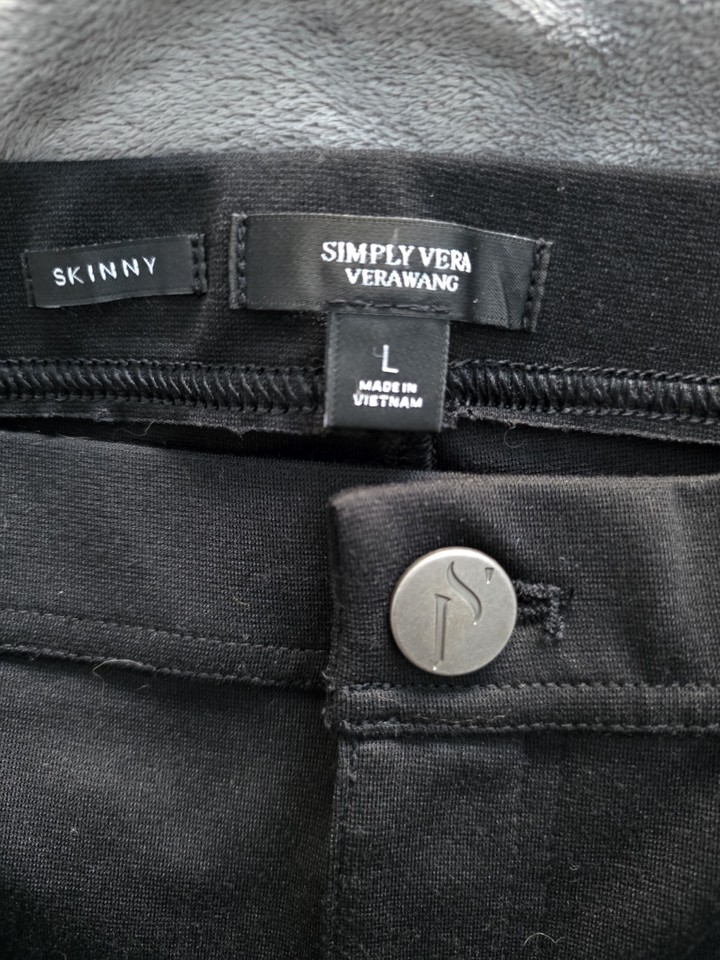 Simply Vera Vera Wang Black Slacks Womens Size Large Stretchy Stud ...