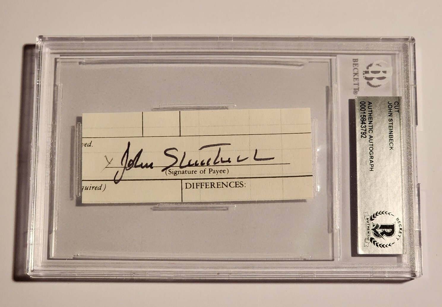John Steinbeck Signed Beckett BAS Autograph Auto Author The Grapes of ...